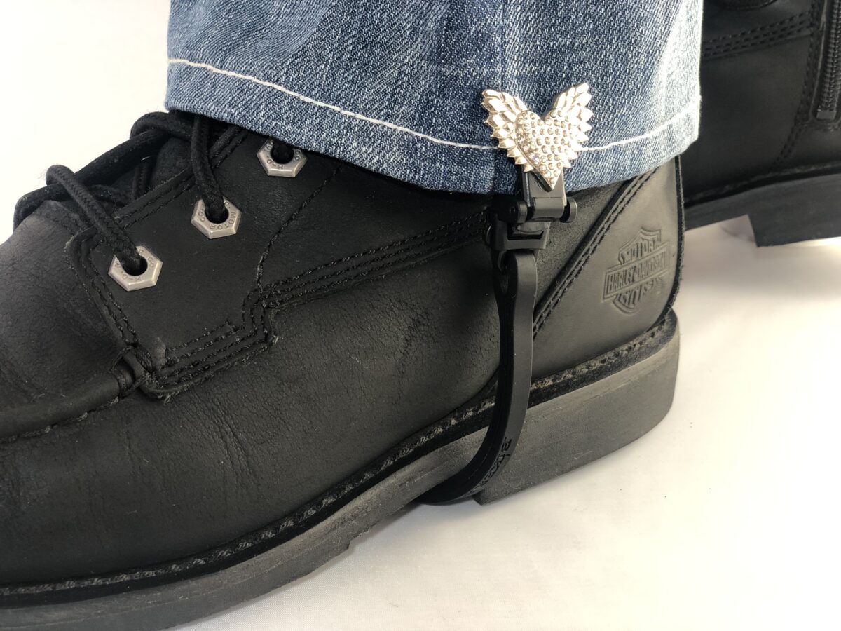 Blinged Heart Boot Straps Set - Biker Boot Straps